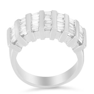 Haus of Brilliance .925 Sterling Silver 1.0 Cttw Baguette Cut Diamond Vertical Channel Fluted Multi-Row Unisex Fashion Wedding Ring (H-I Color, I1-I2 Clarity) - Size 7