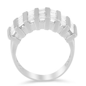 Haus of Brilliance .925 Sterling Silver 1.0 Cttw Baguette Cut Diamond Vertical Channel Fluted Multi-Row Unisex Fashion Wedding Ring (H-I Color, I1-I2 Clarity) - Size 7