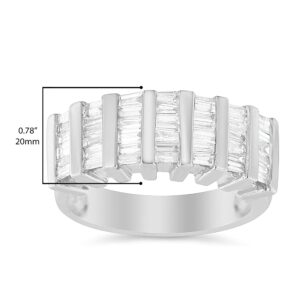 Haus of Brilliance .925 Sterling Silver 1.0 Cttw Baguette Cut Diamond Vertical Channel Fluted Multi-Row Unisex Fashion Wedding Ring (H-I Color, I1-I2 Clarity) - Size 7