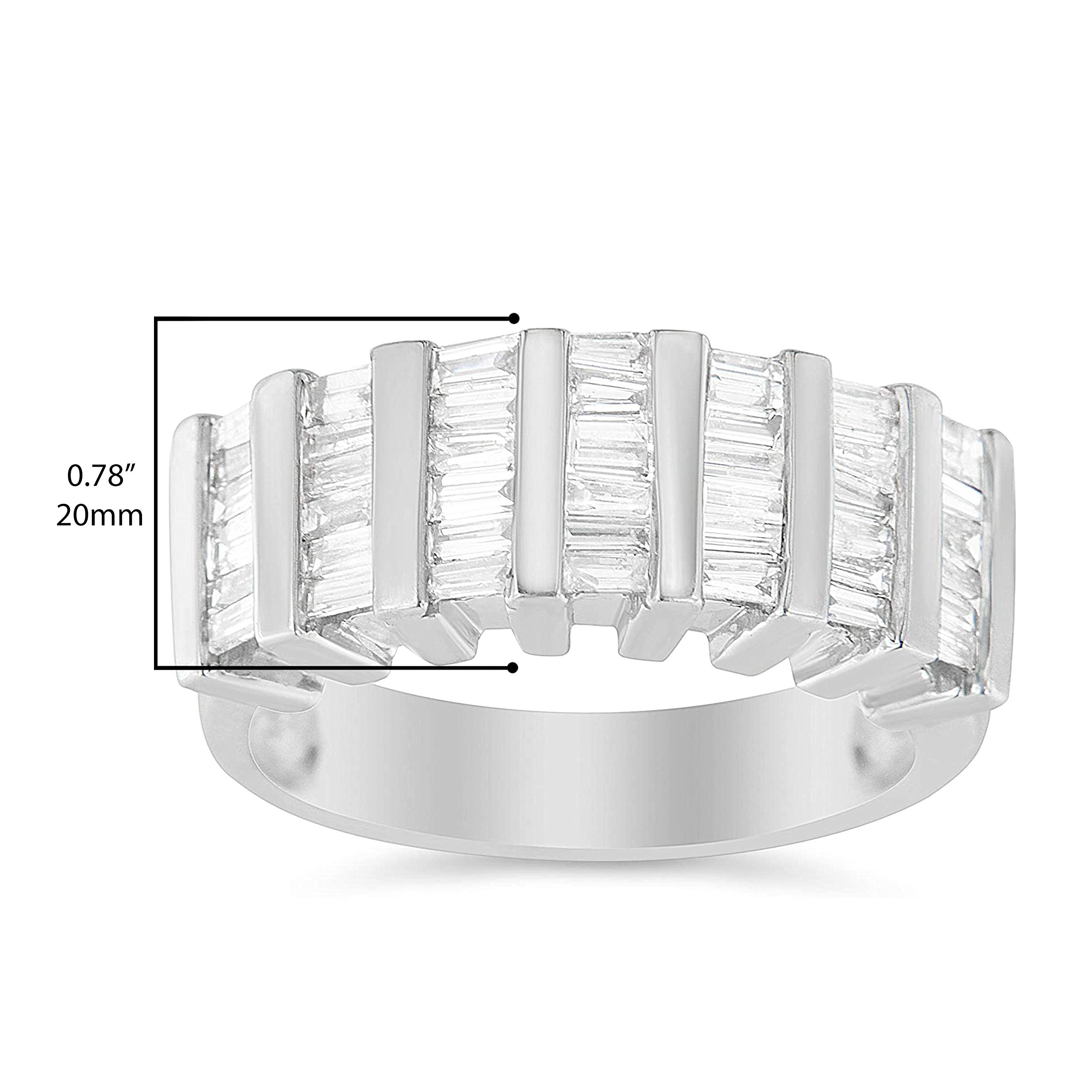 Haus of Brilliance .925 Sterling Silver 1.0 Cttw Baguette Cut Diamond Vertical Channel Fluted Multi-Row Unisex Fashion Wedding Ring (H-I Color, I1-I2 Clarity) - Size 7