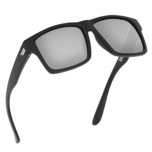 toroe classic range black frame polarized tr90 unbreakable sunglasses with hydrophobic coated polycarbonate ar lenses (matte black | silver (cat3))