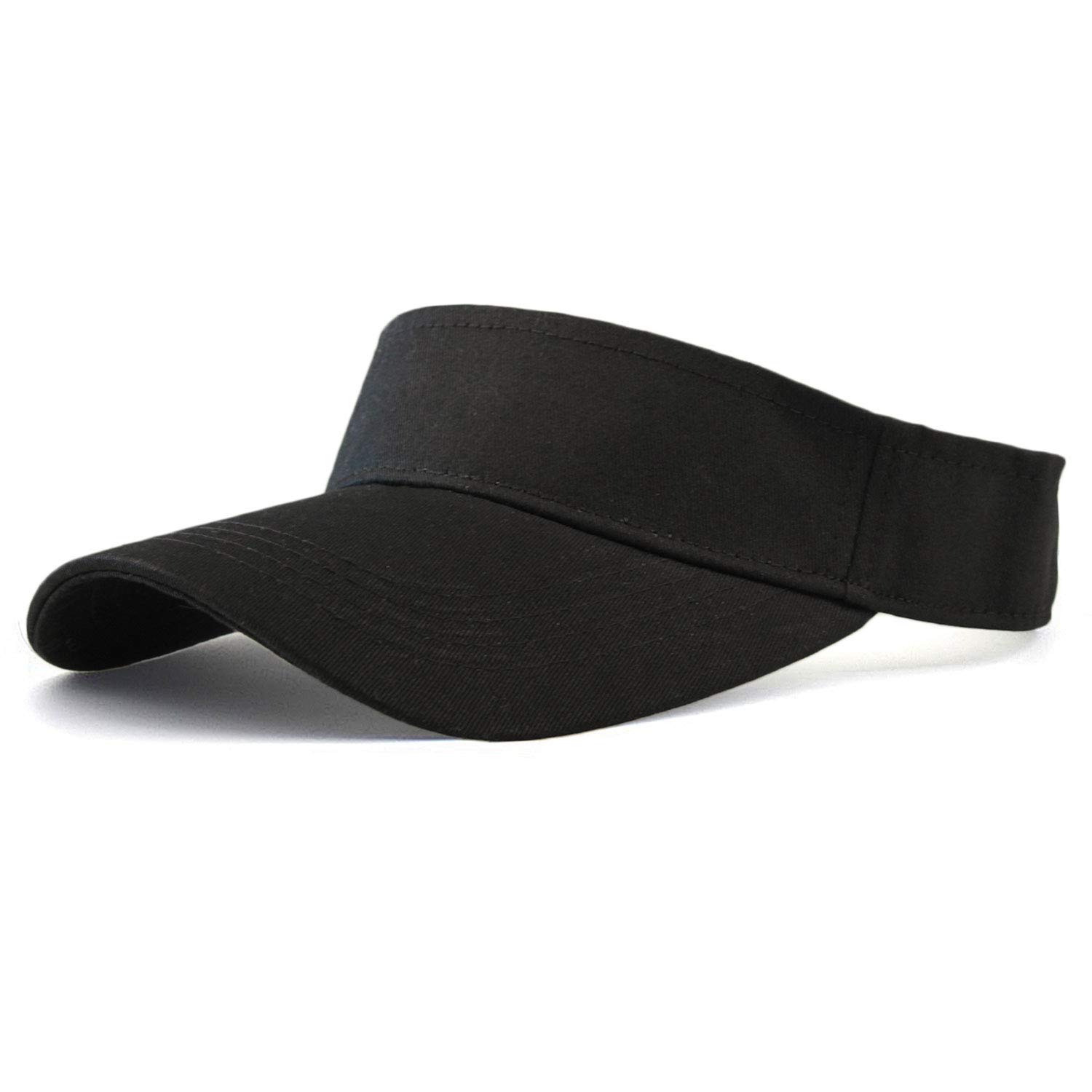 HH HOFNEN Sports Sun Visor Hats Twill Cotton Ball Caps for Men Women Adults Kids (#2 Dark Black)