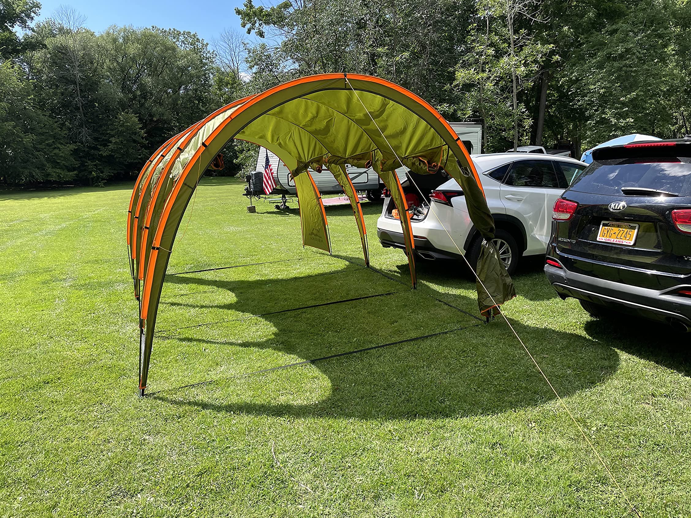 Car Camping Shade Awning Canopy for 8-10 Person Family Party Tent Picnic,BBQ,Friends Gathering Waterproof Lightweight Easy Setup 15 * 10 FT