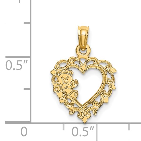 IceCarats 14K Yellow Gold Gummy Teddy Bear Heart Necklace Love Pendant Charm Only