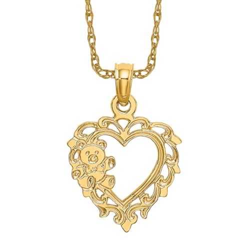 IceCarats 14K Yellow Gold Gummy Teddy Bear Heart Necklace Love Pendant Charm Only