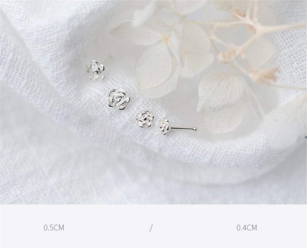 Unique Nose Rings Studs 22 Gauge Body Piercing Jewelry for Women Girls S925 Sterling Silver Tiny Rose Flower Ball Bead Labret Screw Nose Stud Post Pin Hypoallgenic Personalized Jewelry (5mm pair)