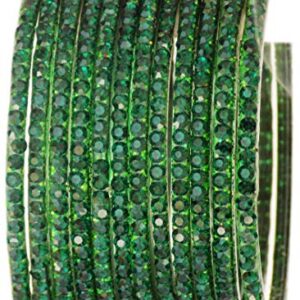 JD'Z COLLECTION Indian Bangles For Women Bollywood Glass Bangles Bridal Ethnic Jewelry Set Costume Matching Wedding Designer CZ Stone Jewellery Bangle Bracelets Set Of 12 (Dark Green, 2.4)