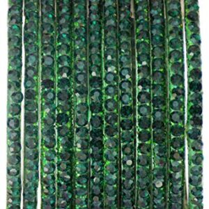 JD'Z COLLECTION Indian Bangles For Women Bollywood Glass Bangles Bridal Ethnic Jewelry Set Costume Matching Wedding Designer CZ Stone Jewellery Bangle Bracelets Set Of 12 (Dark Green, 2.4)