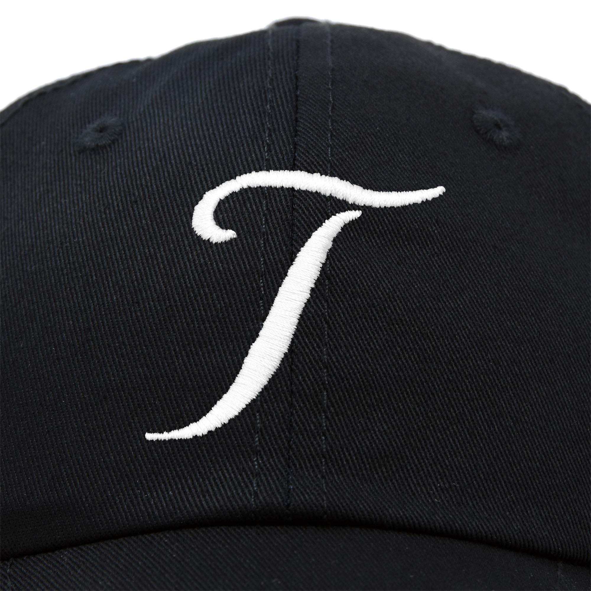 DALIX Initial Hat Letter T Black Womens Baseball Cap Monogram Cursive Embroider