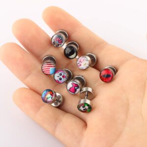 28pcs Cheater Fake Ear Plugs Satinless Steel Gauges Illusion Tunnel Piercing Stud Screw Earrings 14Style