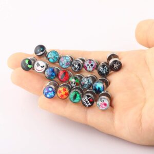 28pcs Cheater Fake Ear Plugs Satinless Steel Gauges Illusion Tunnel Piercing Stud Screw Earrings 14Style