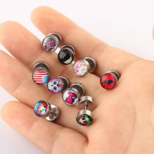 28pcs Cheater Fake Ear Plugs Satinless Steel Gauges Illusion Tunnel Piercing Stud Screw Earrings 14Style