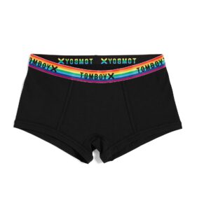 tomboyx boy short underwear for women, cotton stretch comfortable boxer briefs panties, x-large/black rainbow