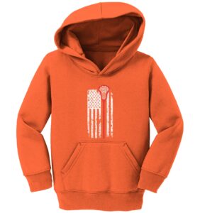 haase unlimited lacrosse stick - american flag lax bro toddler/youth fleece hoodie (orange, 5t/6t (toddler))