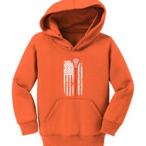 Haase Unlimited Lacrosse Stick - American Flag Lax Bro Toddler/Youth Fleece Hoodie (Orange, 5T/6T (Toddler))