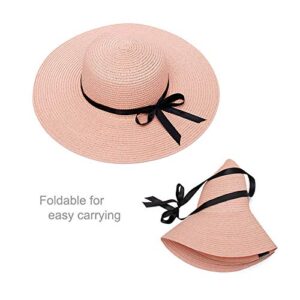 Personalized Custom Name Text Embroidery Beach Hats for Women Sun Straw Hat Wide Brim Foldable Roll up Floppy Summer Hat