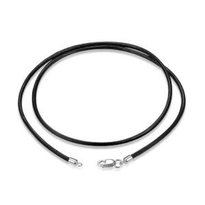 goxo black waterproof braided leather necklace wax rope chain for women men,durable sterling silver buckle, 2mm width 16 to 24 inch cord made in usa (18)