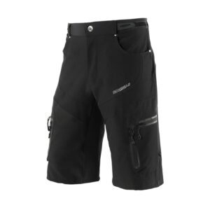 bergrisar men's cycling shorts mountain bike shorts bicycle shorts biking shorts zipper pockets 1806bg black size x-large