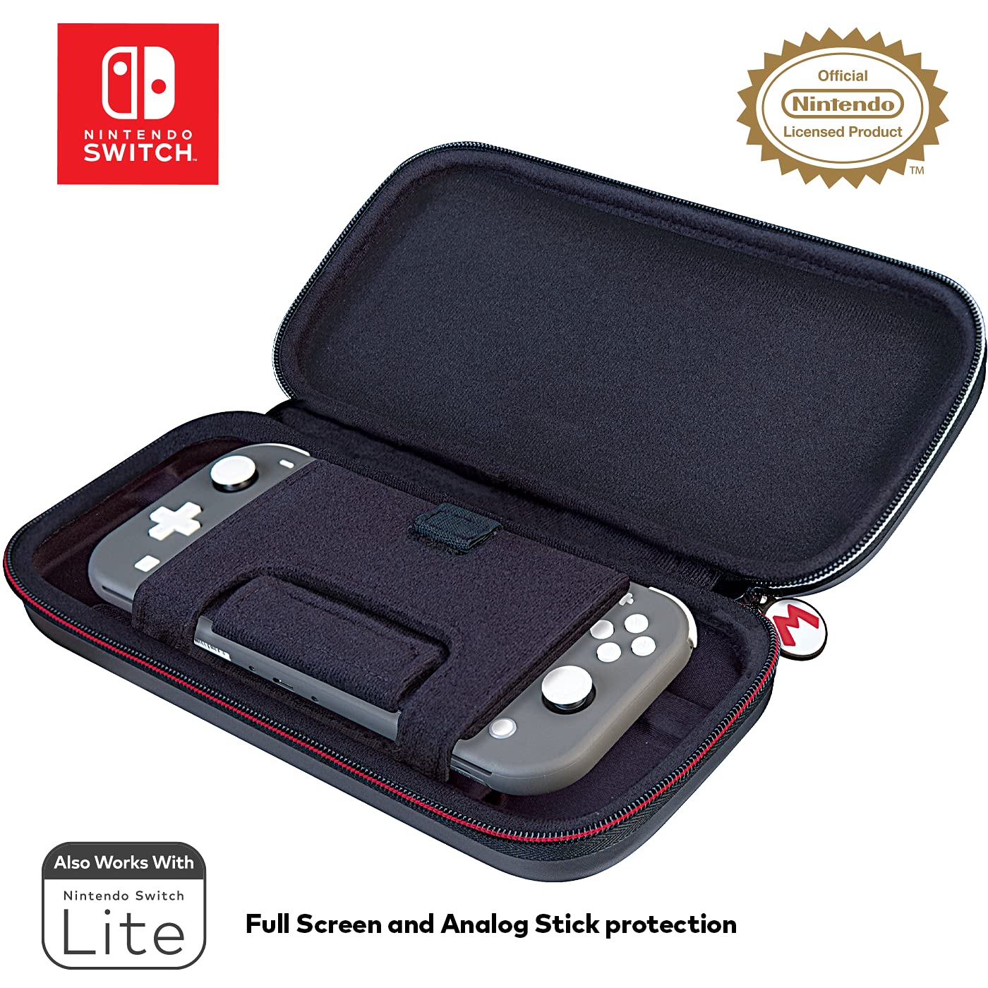 Game Traveler Nintendo Switch Mario Case - Adjustable Viewing Stand, Protective PU Leather Hard Case with Deluxe Carry Handle, Includes Two Game Cases - Nintendo Switch , Switch OLED and Switch Lite