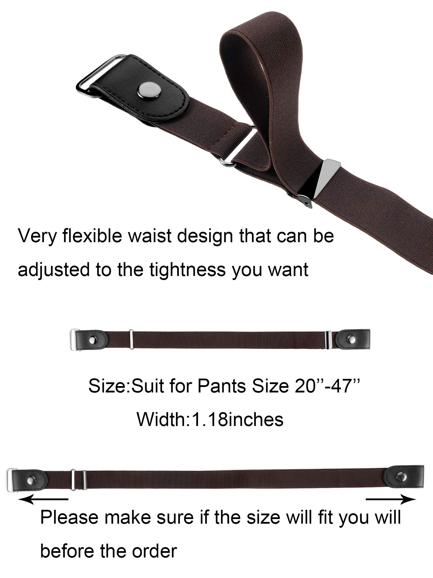 Syhood 4 Pieces No Buckle Stretch Belt Buckle-free Belt Invisible Elastic Belt with 4 Pieces Buckles for Jeans Pants