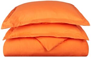 white house linen duvet cover set 3-pieces orange solid, california king - 98x 104 extra long staple 100% egyptian cotton 600-thread count luxury quality ultra soft