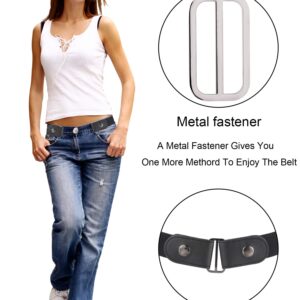 Syhood 4 Pieces No Buckle Stretch Belt Buckle-free Belt Invisible Elastic Belt with 4 Pieces Buckles for Jeans Pants