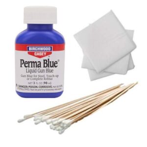 birchwood casey, westlake market perma blue gun blue bottle - bluing plus 25 quality cotton swabs and 3" cotton patches for restoring guns and other metal items