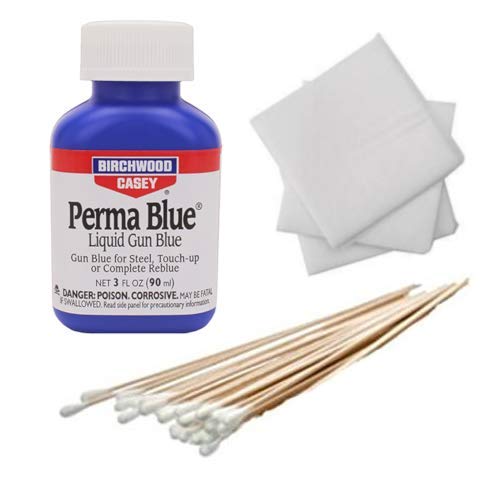 Birchwood Casey, Westlake Market Perma Blue Gun Blue Bottle - Bluing Plus 25 Quality Cotton Swabs and 3" Cotton Patches for Restoring Guns and Other Metal Items