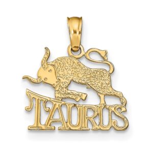 jewelry stores network 14k yellow gold taurus word and the bull zodiac symbol pendant 11 mm x 13 mm