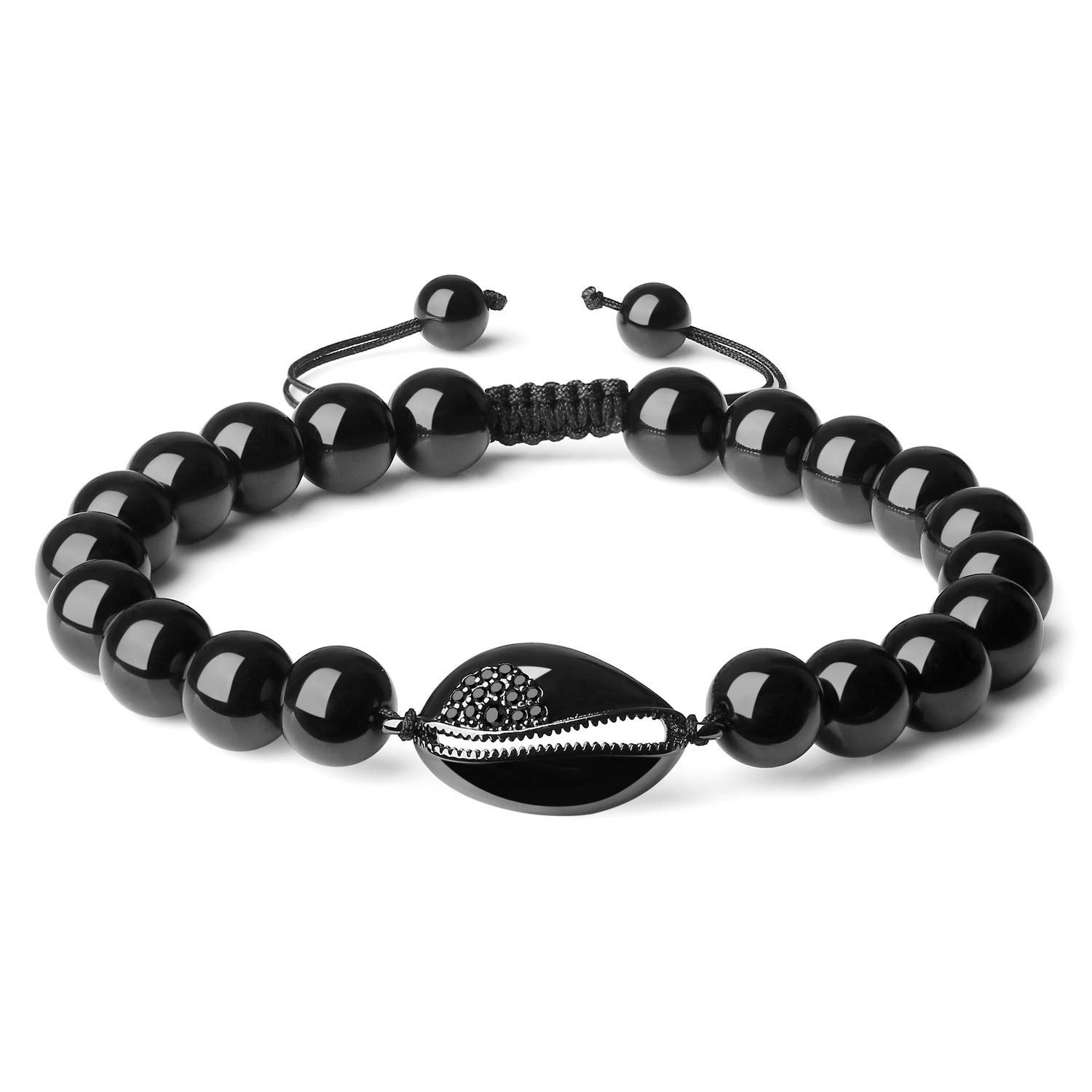 COAI Black Tourmaline Shell Bracelet for Men Women