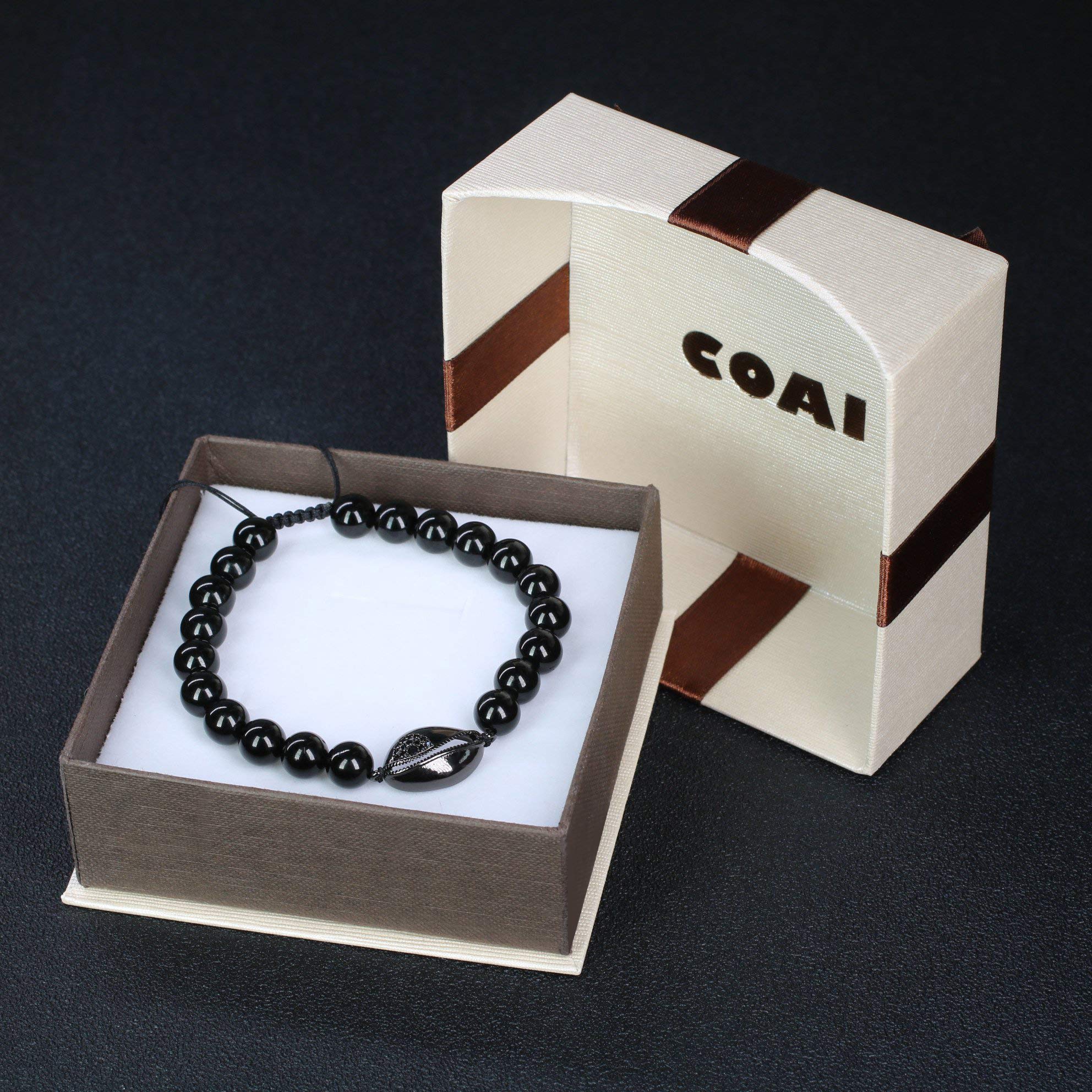 COAI Black Tourmaline Shell Bracelet for Men Women