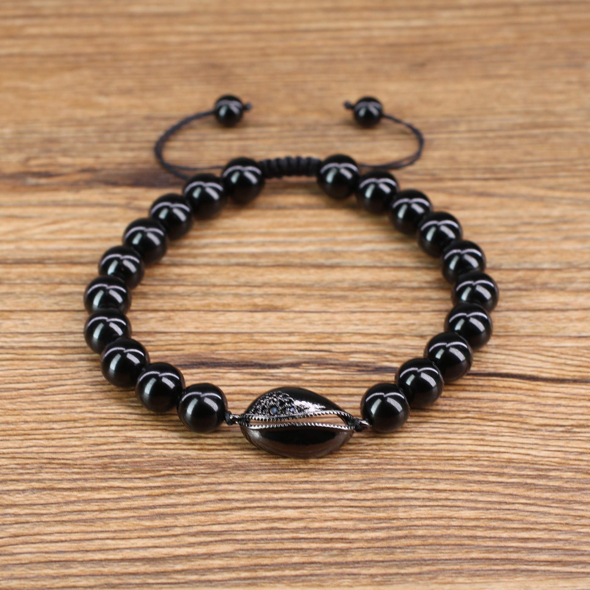 COAI Black Tourmaline Shell Bracelet for Men Women