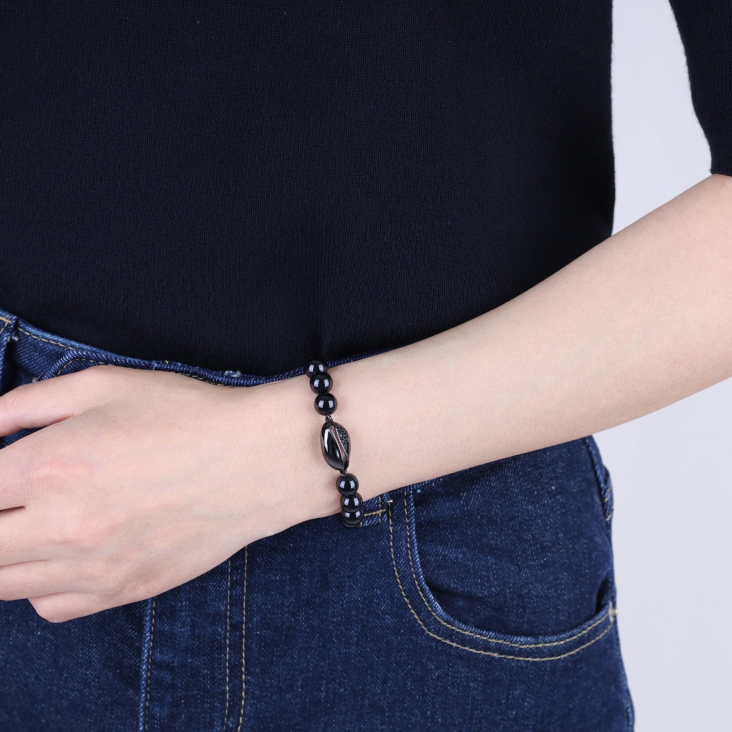 COAI Black Tourmaline Shell Bracelet for Men Women