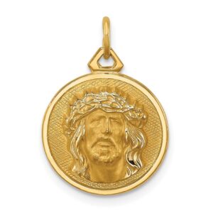 diamond2deal 14k yellow gold hollow satin small round jesus medal