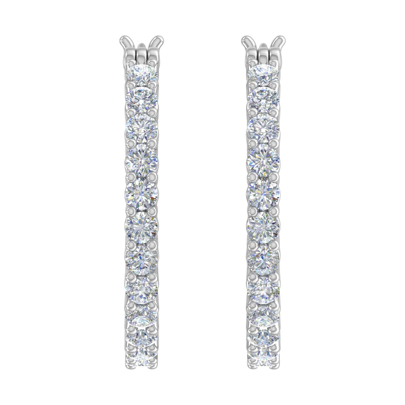 1/2 Carat Natural Diamond Hoop Earrings in 10K White Gold