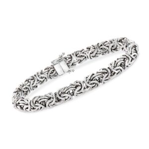 ross-simons sterling silver byzantine bracelet with magnetic clasp. 7 inches