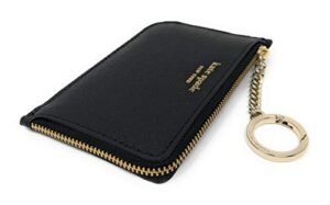 kate spade new york medium l-zip leather card holder keychain black