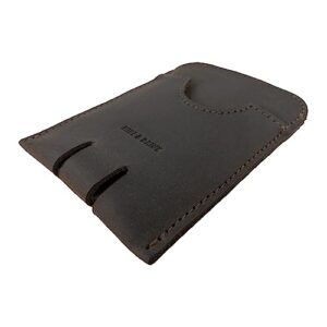 Hide & Drink, Business Push Card Holder, Minimalist Cash Organizer Handmade from Full Grain Leather - Bourbon Brown