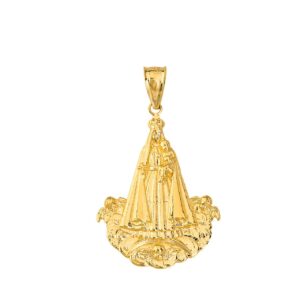 certified 14k yellow gold our lady of charity nuestra señora de la caridad del cobre (medium) charm pendant