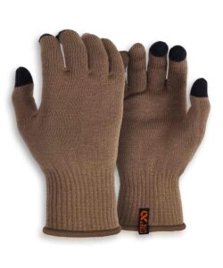 first lite talus touch full finger merino wool glove - lightweight hunting gloves - dry earth - large