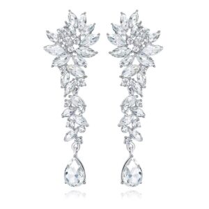 mecresh bridal wedding teardrop marquise crystal cluster chandelier dangle earrings for brides bridesmaid