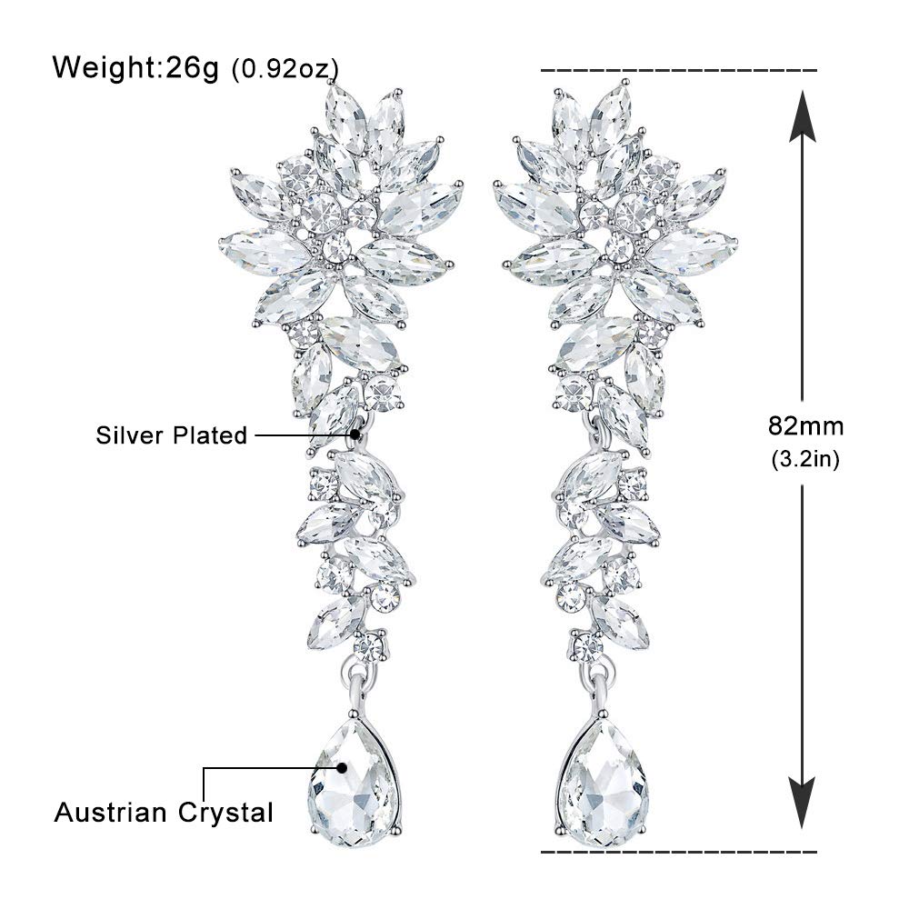 mecresh Bridal Wedding Teardrop Marquise Crystal Cluster Chandelier Dangle Earrings for Brides Bridesmaid