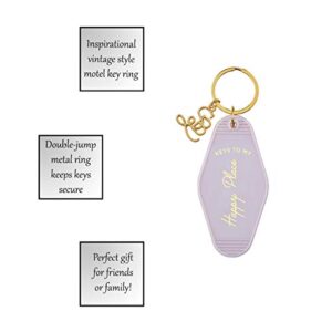 Santa Barbara Design Studio Keychain Lili + Delilah Small Gifts Vintage Motel Key Tag Key Ring, 3.5" Long, Happy Place (Lavender)