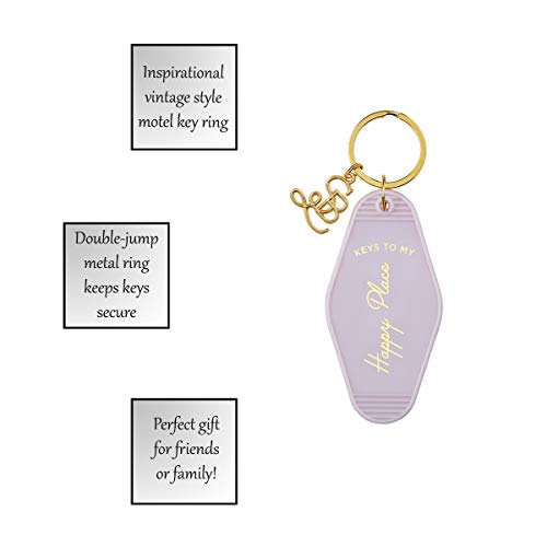 Santa Barbara Design Studio Keychain Lili + Delilah Small Gifts Vintage Motel Key Tag Key Ring, 3.5" Long, Happy Place (Lavender)