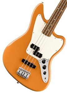 fender player jaguar bass, capri orange, pau ferro fingerboard