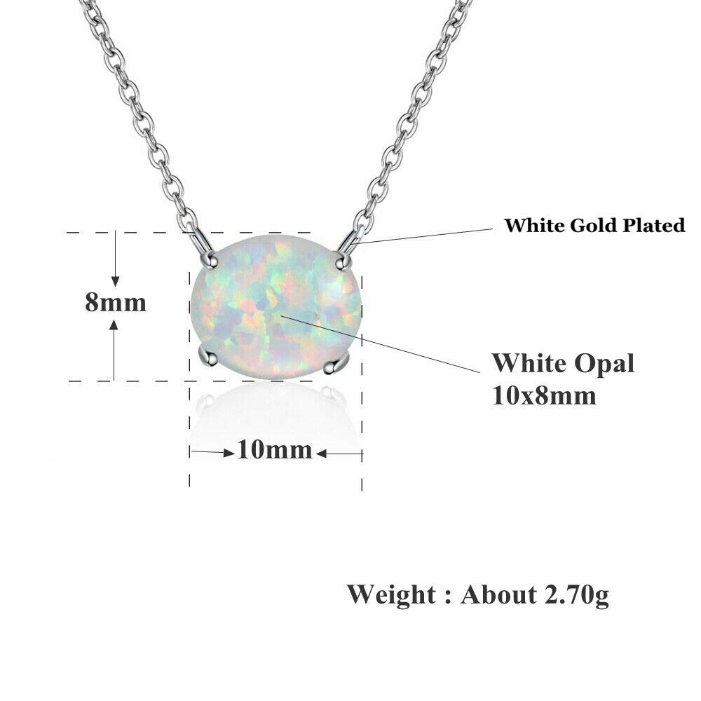 CiNily Opal Necklace Small Pendant Necklace 18K Wihte Gold Plated Gemstone Simple Necklace for Women Girls