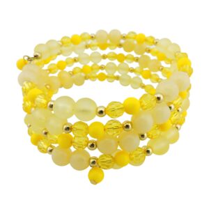 coiris multi layers statement yellow beaded bracelet adjustable strand bangle bracelet for women (br1202)