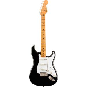 squier classic vibe 50s stratocaster electric guitar, with 2-year warranty, black, maple fingerboard