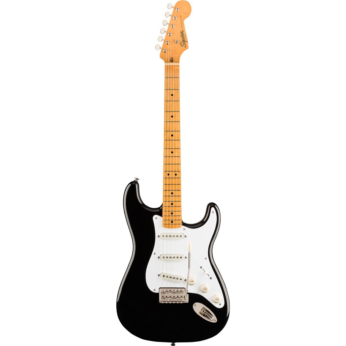 Squier Classic Vibe 50s Stratocaster Electric Guitar, with 2-Year Warranty, Black, Maple Fingerboard