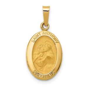 jewelry stores network hollow saint anthony pray for us words on oval pendant in real 14k yellow gold 16x11mm